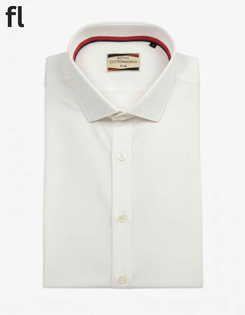 Off White Formal Self Texture Shirt For Men's – Formals Looks